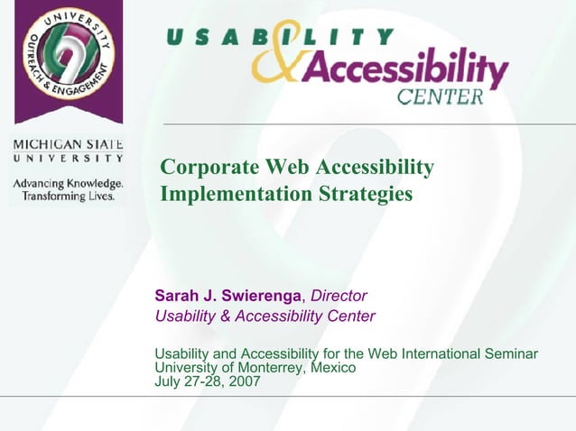 Corporate Web Accessibility Implementation Strategies | PPT