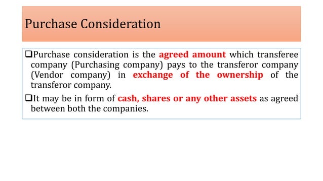 Amalgamation, absorption and purchase consideration | PPTX | Mergers ...