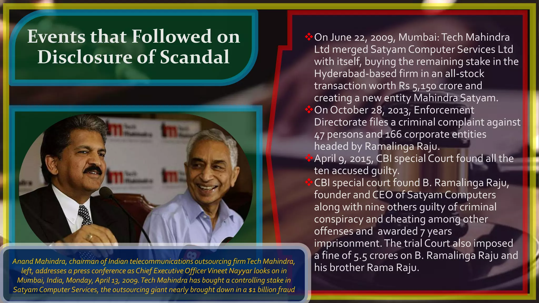 Corporate accounting scandal at satyam computer services limited | PPTX