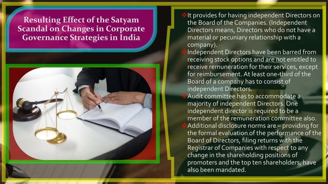 Corporate Accounting Scandal At Satyam Computer Services Limited Ppt 