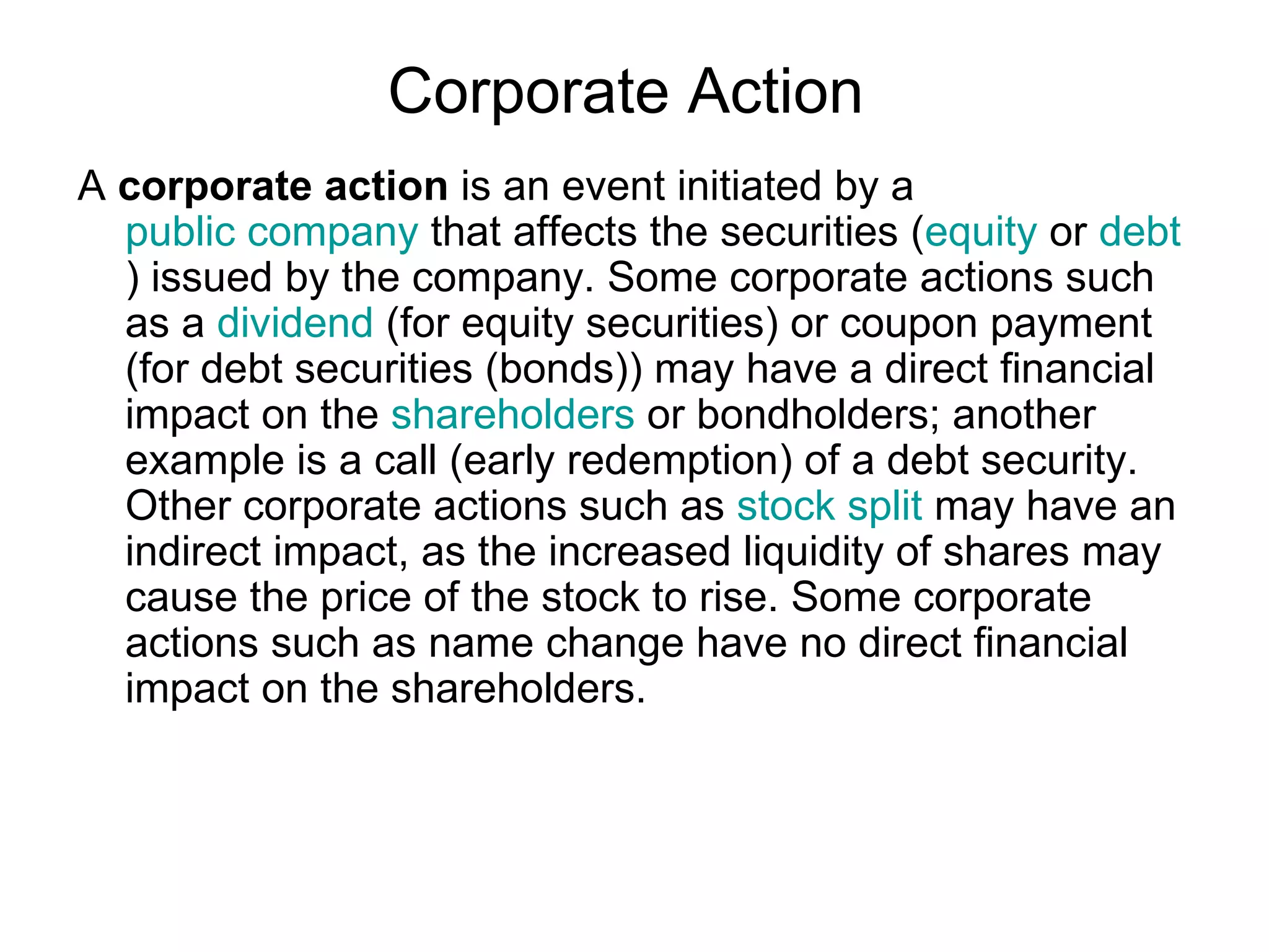 Corporate Action | PPT