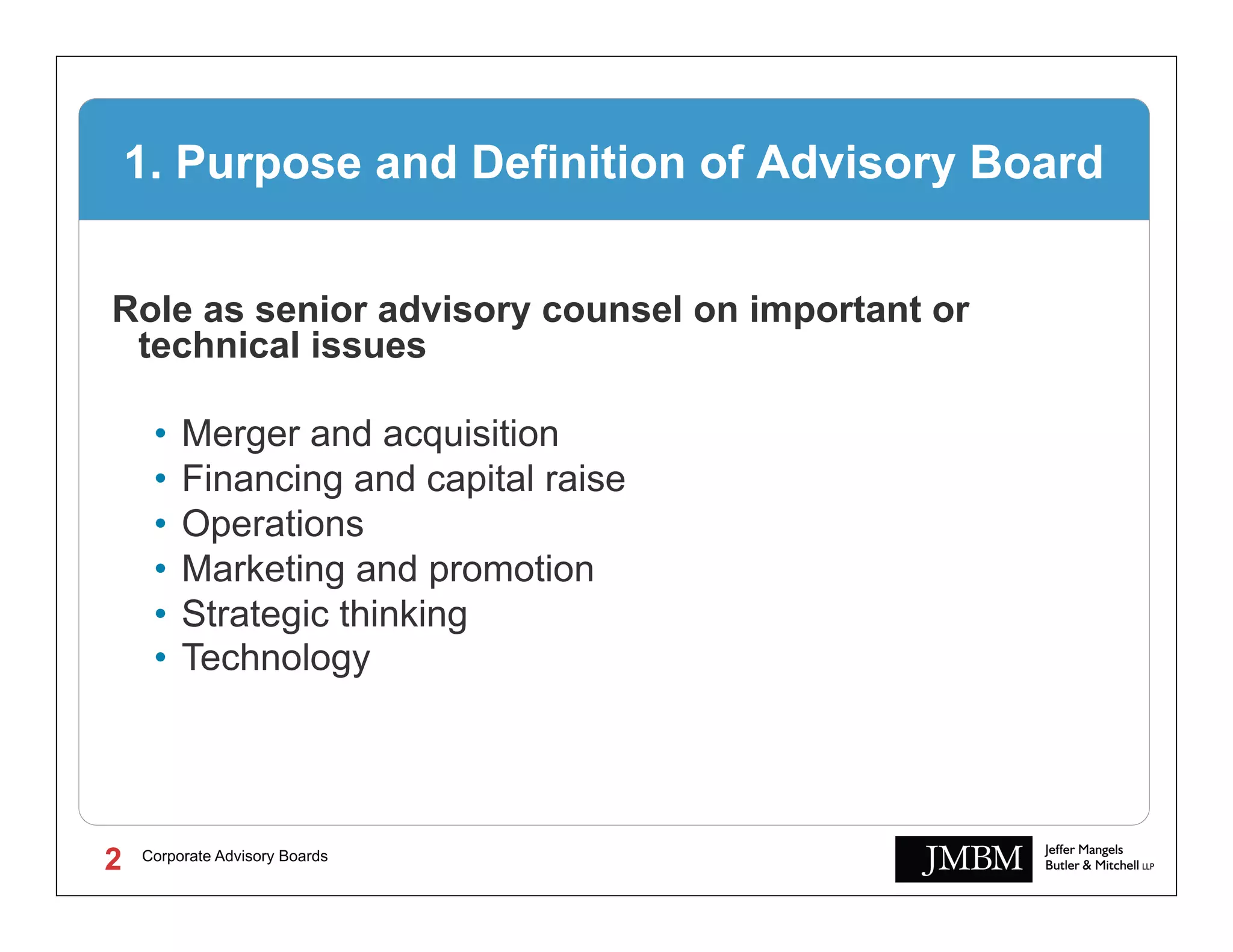 Corporate Advisory Boards, Their Role and Value | PDF
