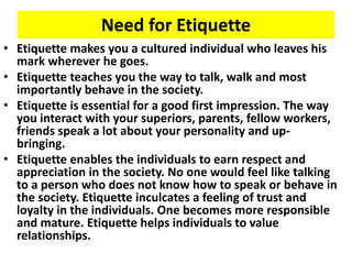 Corporate behaviour and etiquette | PPTX