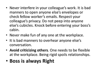 Corporate behaviour and etiquette | PPTX