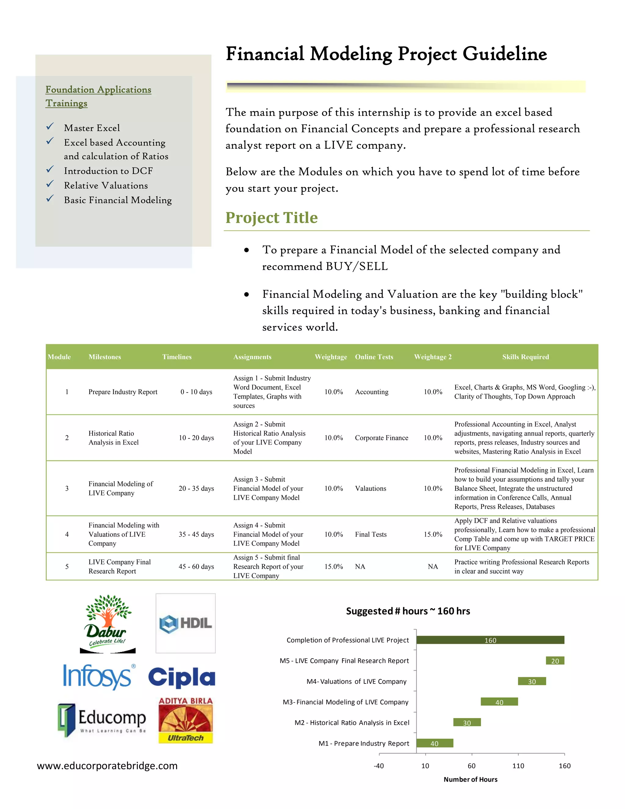 Corporate Bridge: Financial Modeling Live Project General Guidelines | PDF