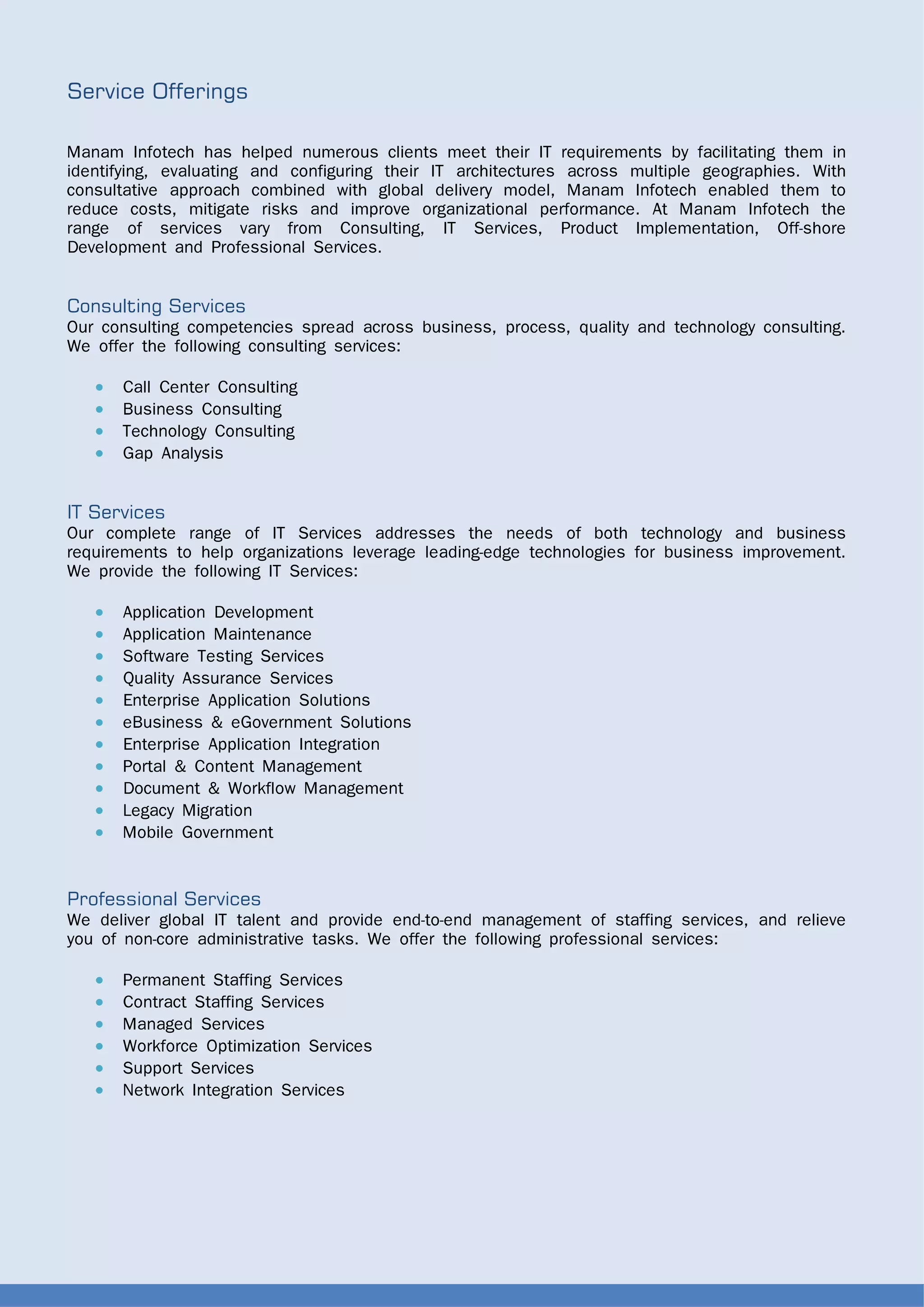 Corporate Brochure Manam Infotech | PDF