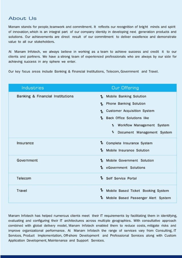 Corporate Brochure Manam Infotech | PDF