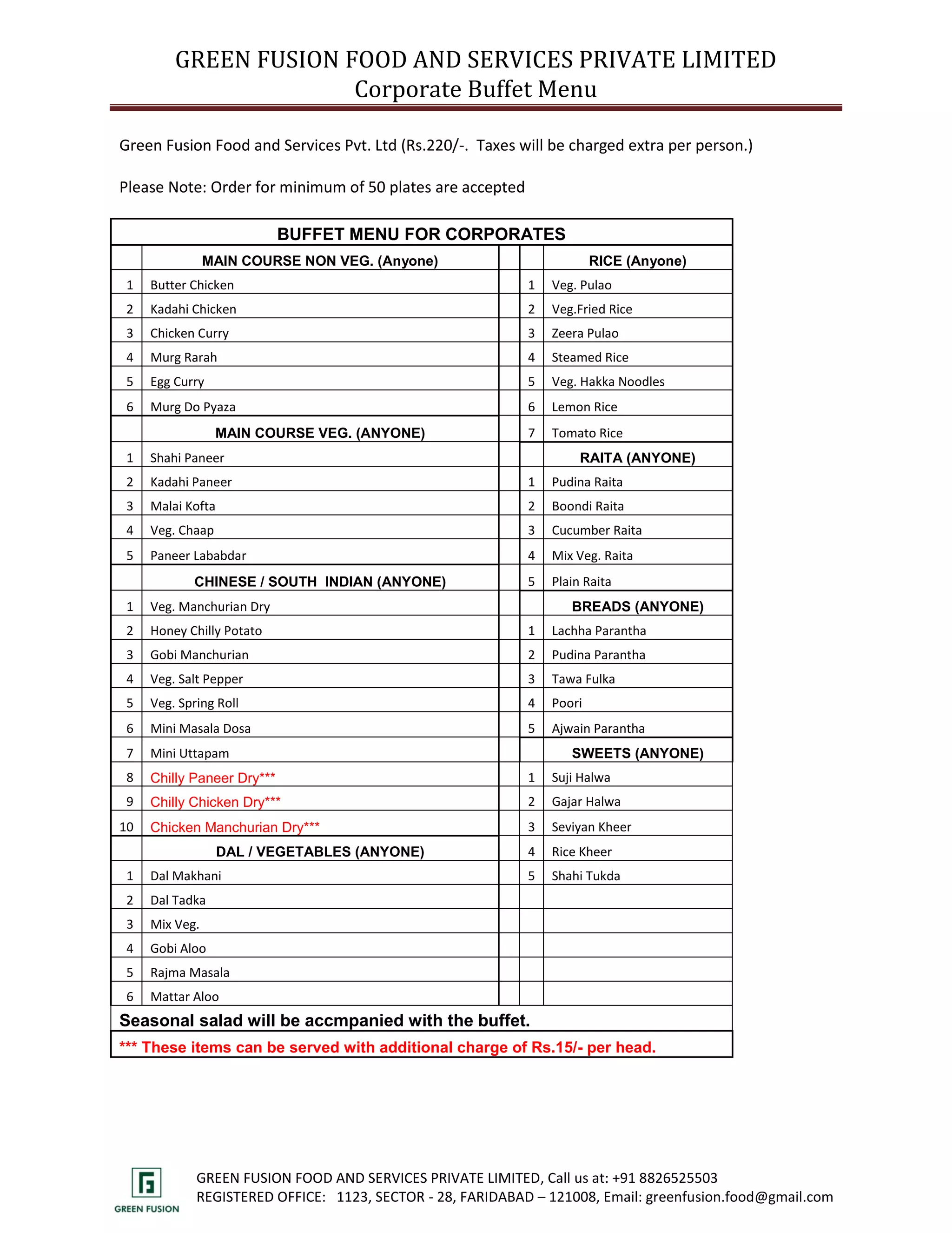 Corporate Buffet menu | PDF