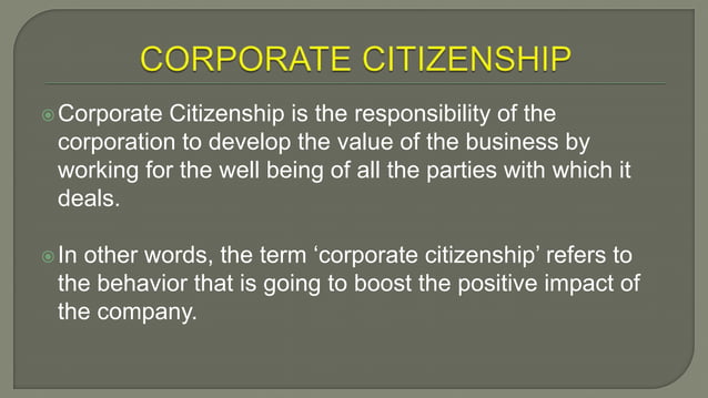 corporate citizenship.pptx | Business | Business and Finance