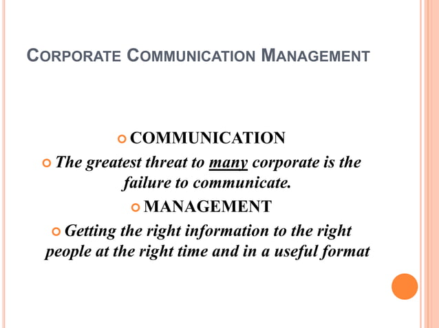Corporate communication management | PPTX | Business | Business and Finance