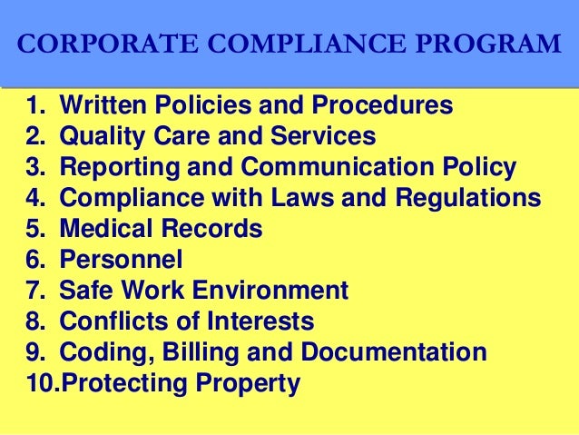 Corporate compliance