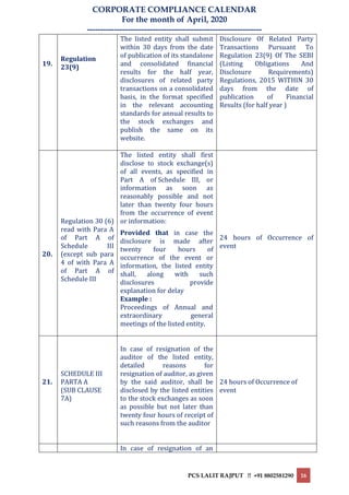 Corporate compliance calendar april 2020 | PDF