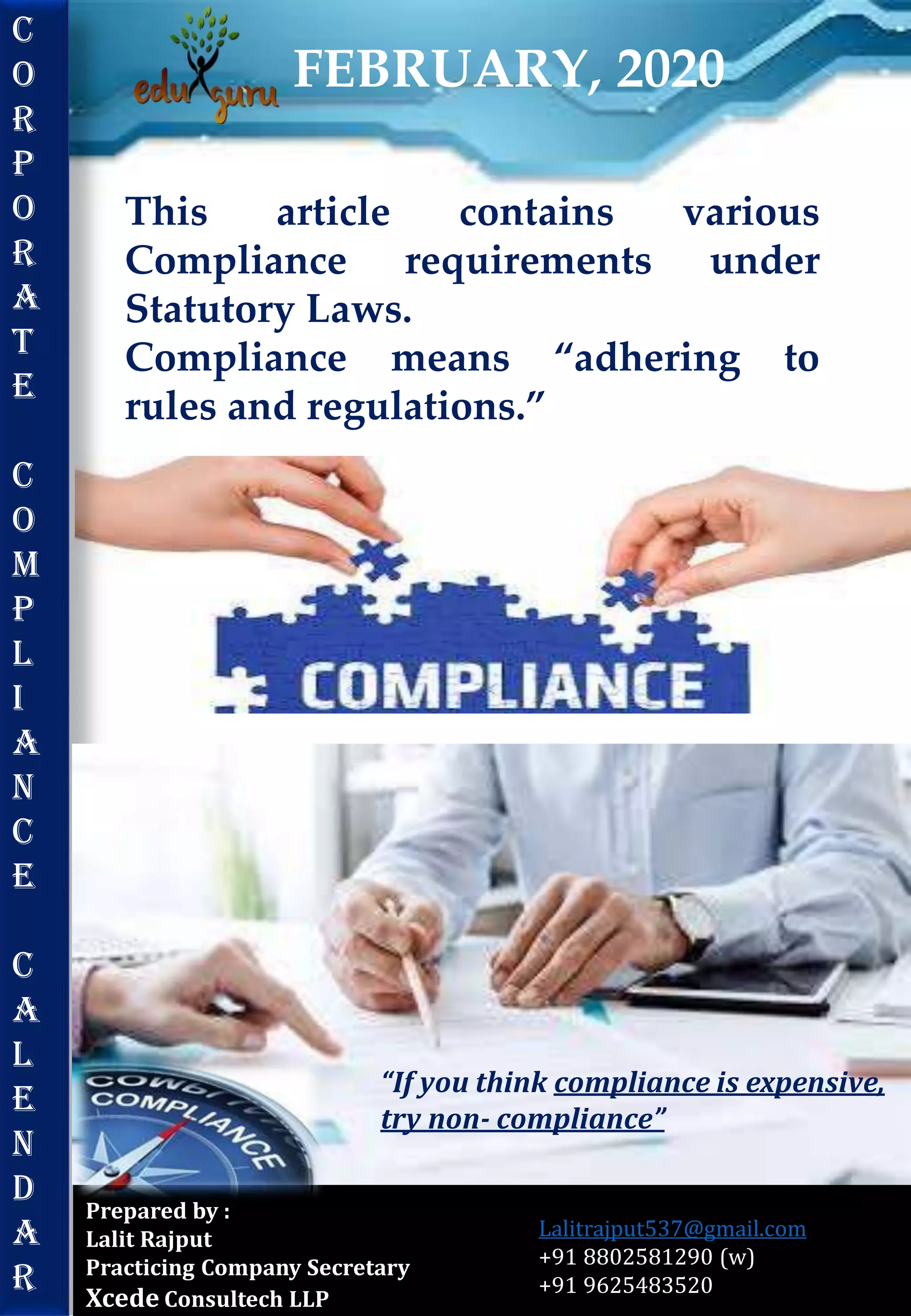 Corporate Compliance Calendar February 2020 | PDF