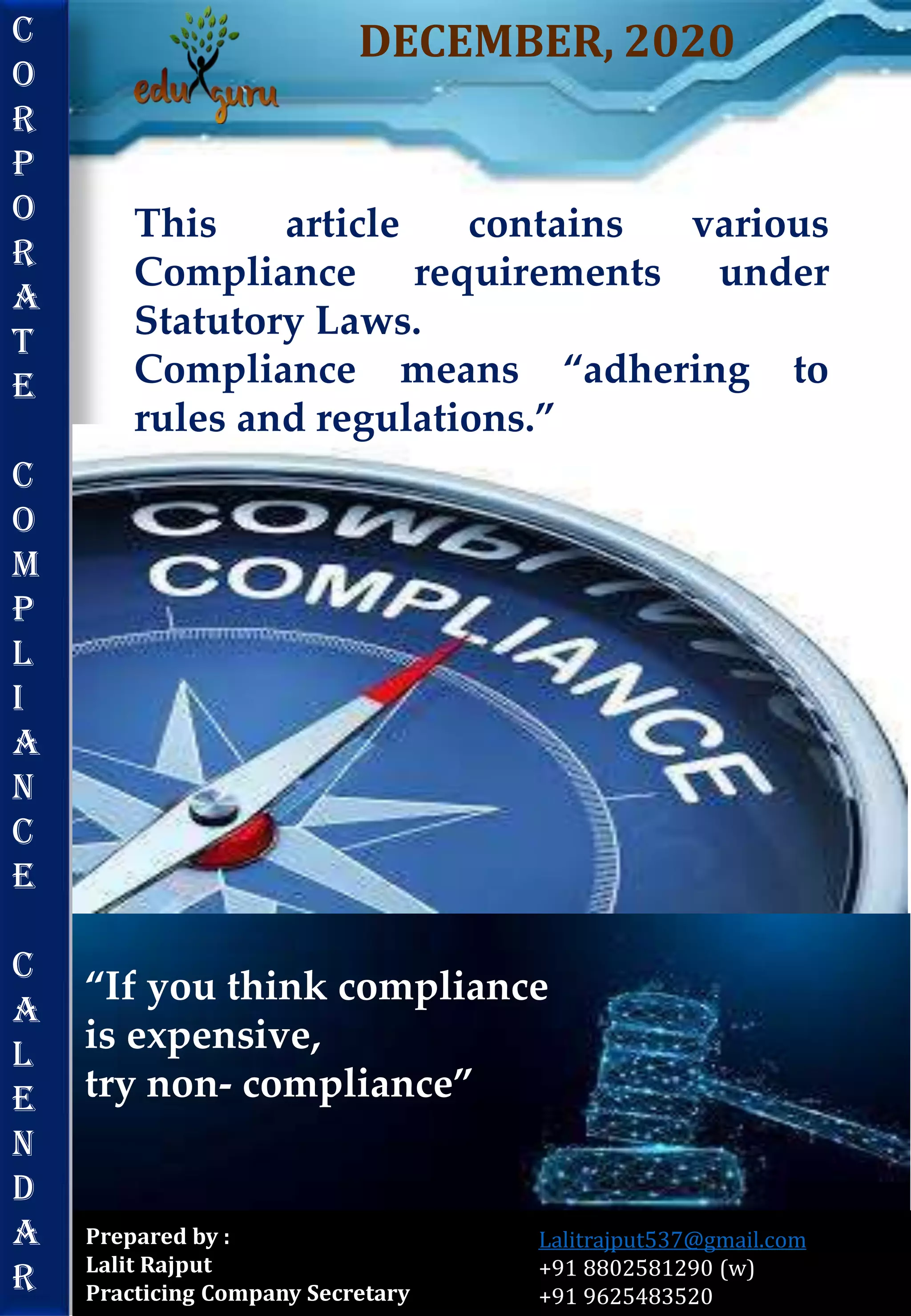 Corporate compliance calendar _ January 2020 | PDF