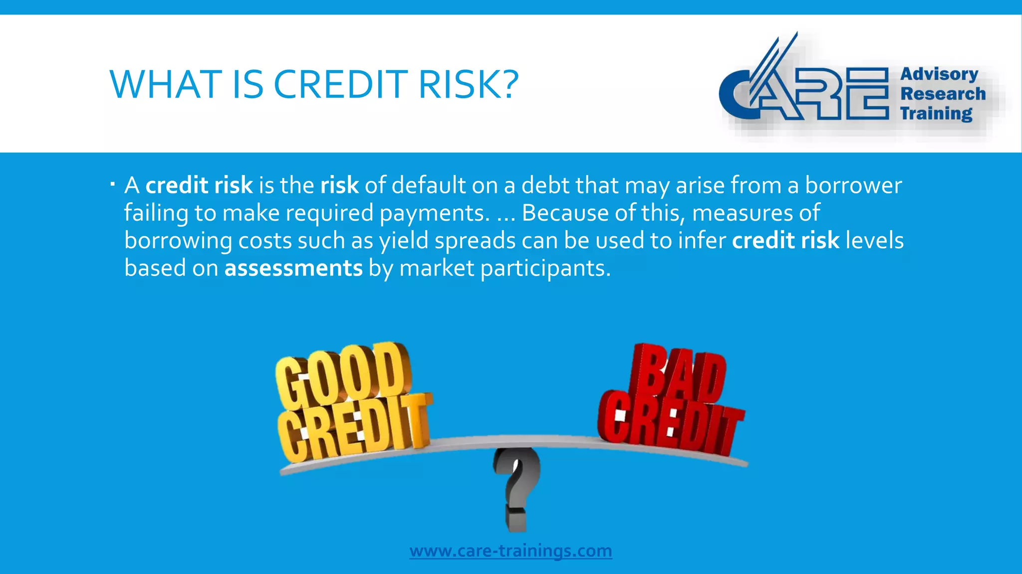 Corporate Credit Risk Assessment by CARE Training | PPTX