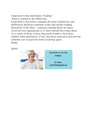 Corporate Crime and Insider Trading Please respond to the followi.docx