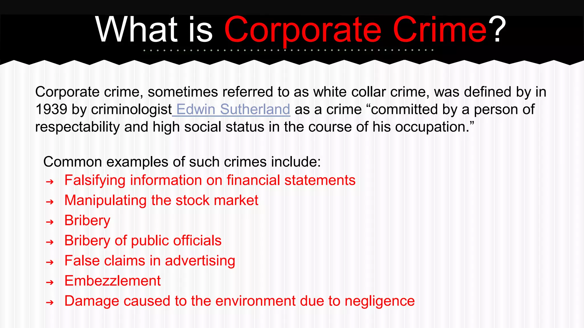 Corporate crime presentation | PPTX