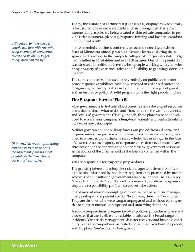 Corporate Crisis Management - Minimize the Chaos | PDF