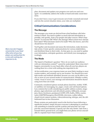 Corporate Crisis Management - Minimize the Chaos | PDF | Business | Business and Finance