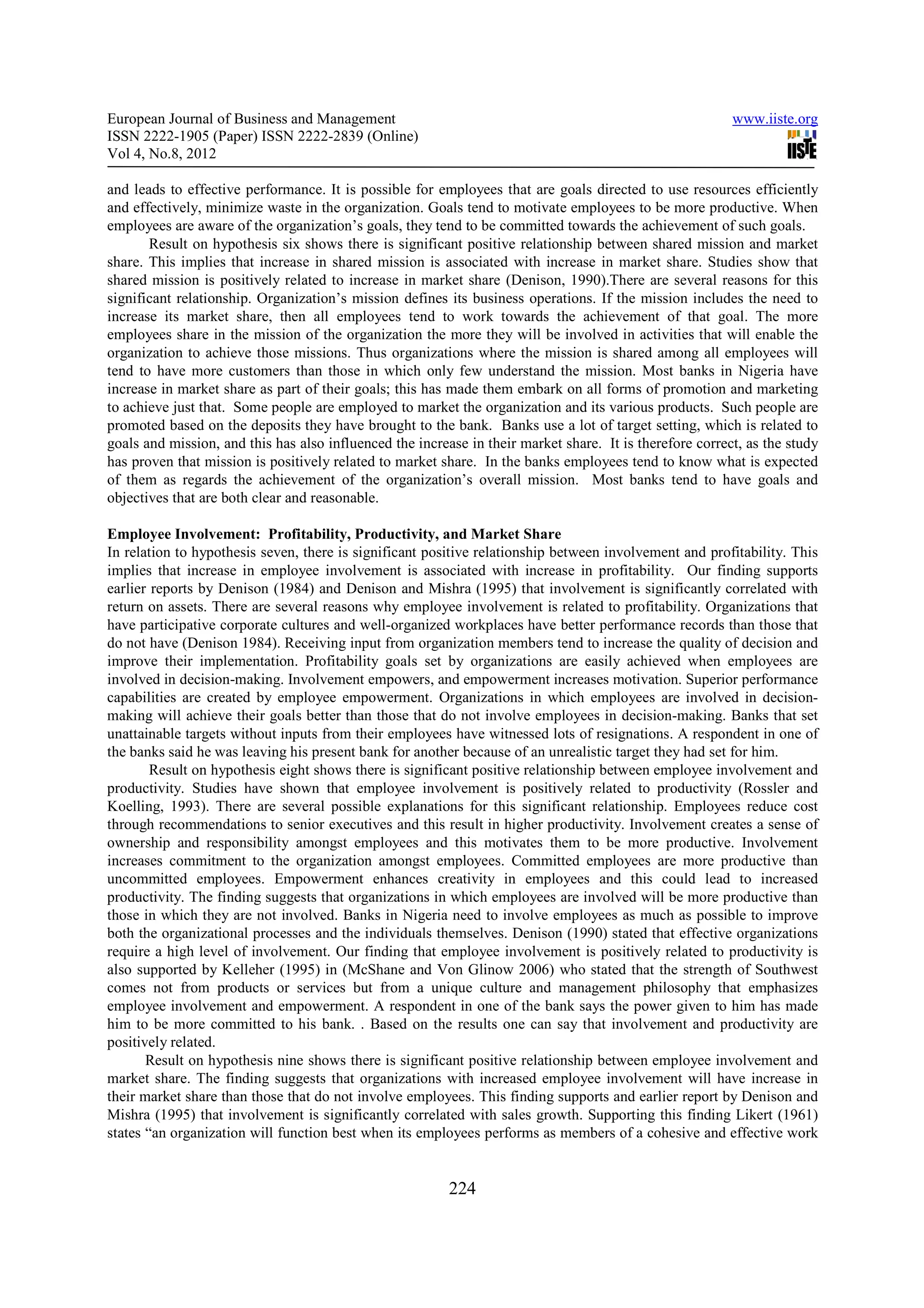 Corporate culture and organizational effectiveness | PDF