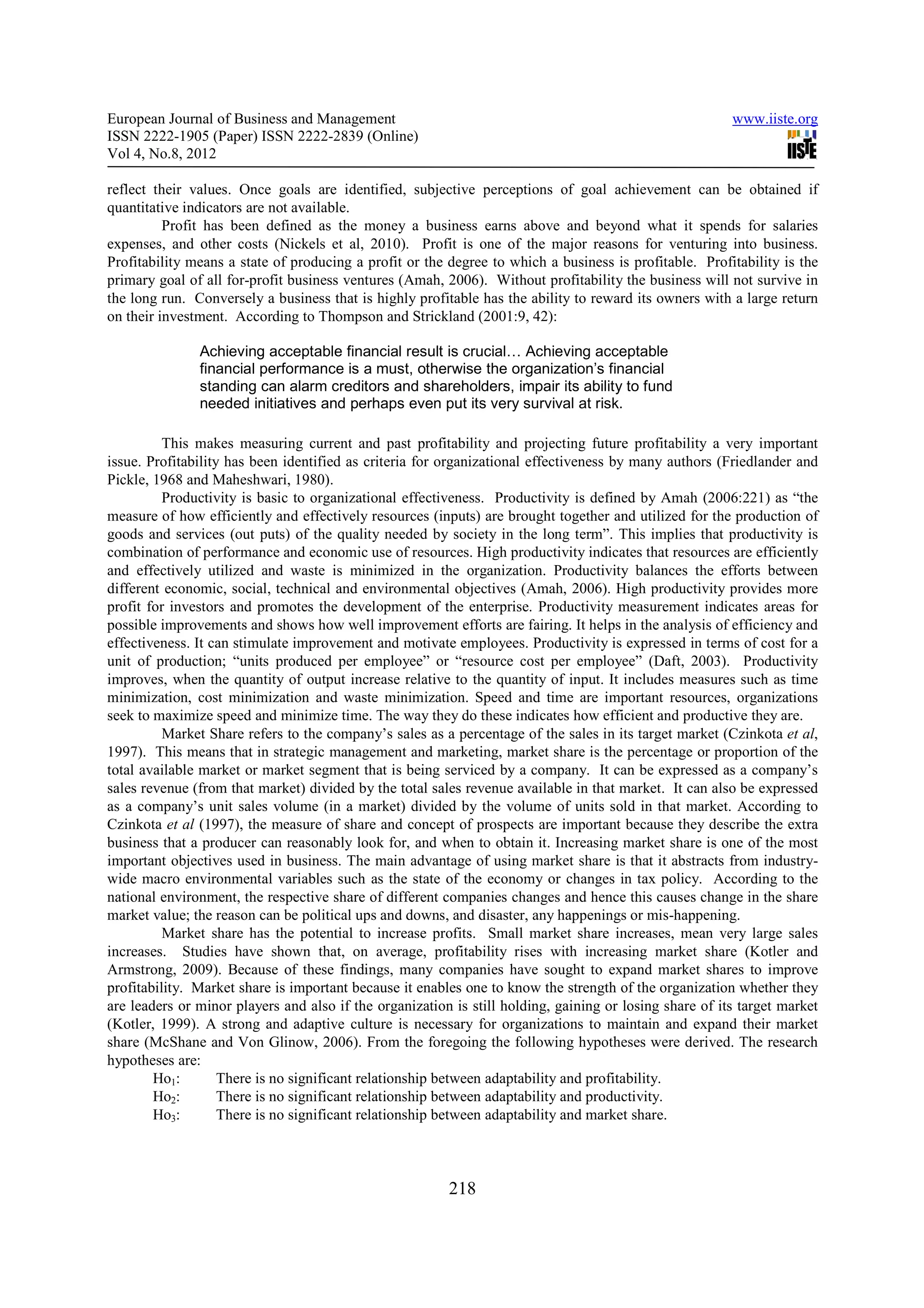 Corporate culture and organizational effectiveness | PDF