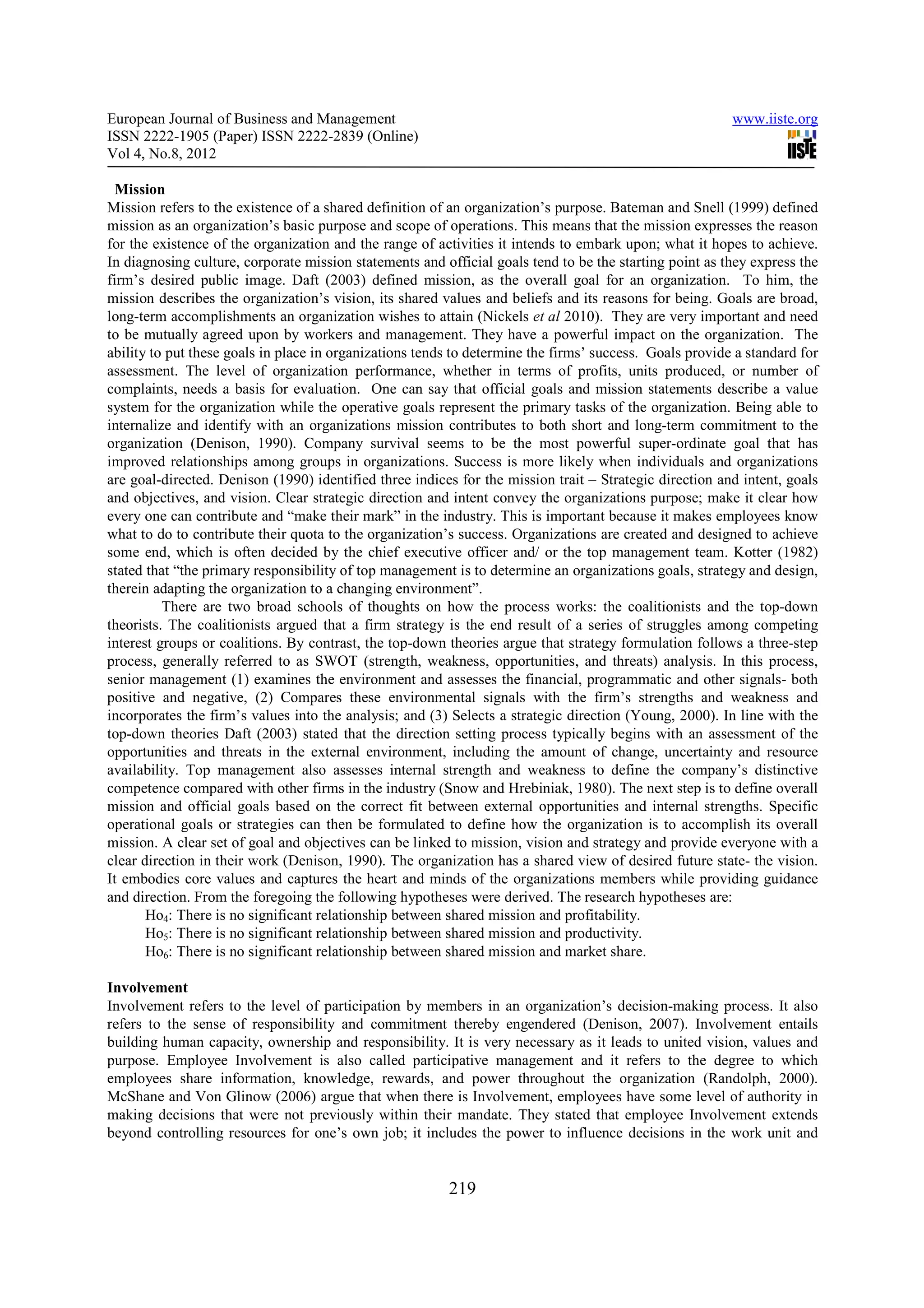 Corporate culture and organizational effectiveness | PDF