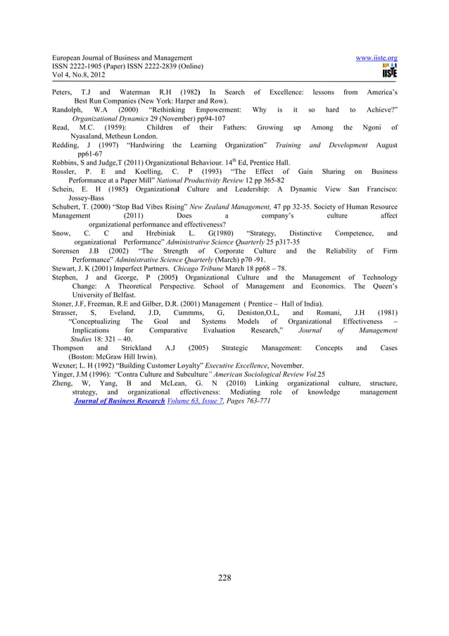 Corporate culture and organizational effectiveness | PDF