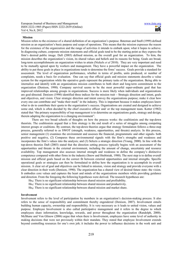 Corporate culture and organizational effectiveness | PDF