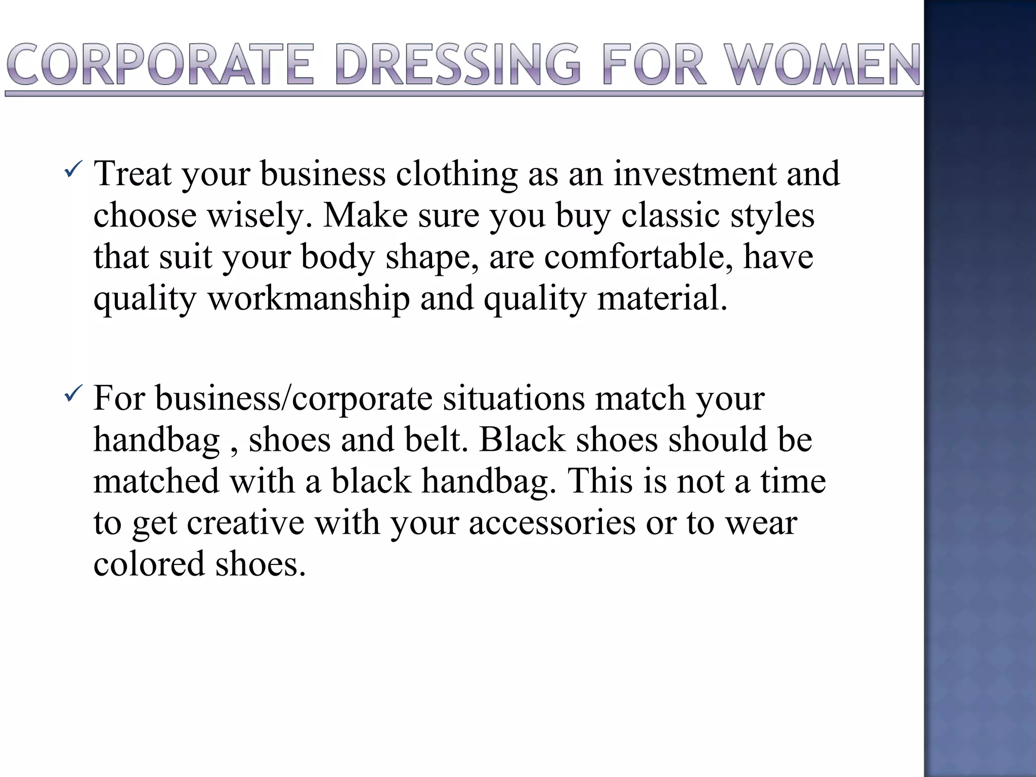 Corporate dressing etiquettes | PPT