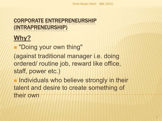 Corporate entrepreneurship (intrapreneurship) | PPT Corporate entrepreneurship (intrapreneurship) | PPT