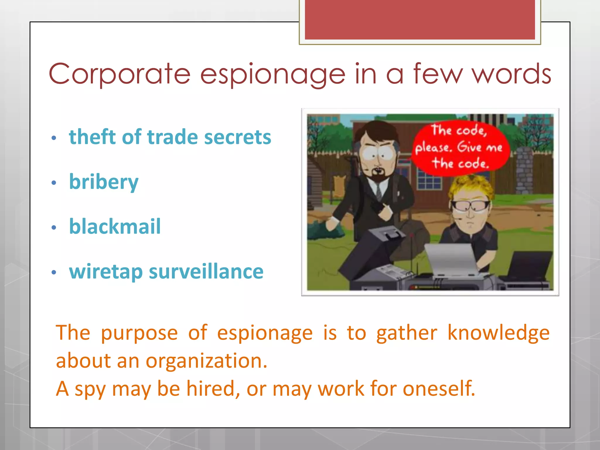 Corporate espionage | PPTX