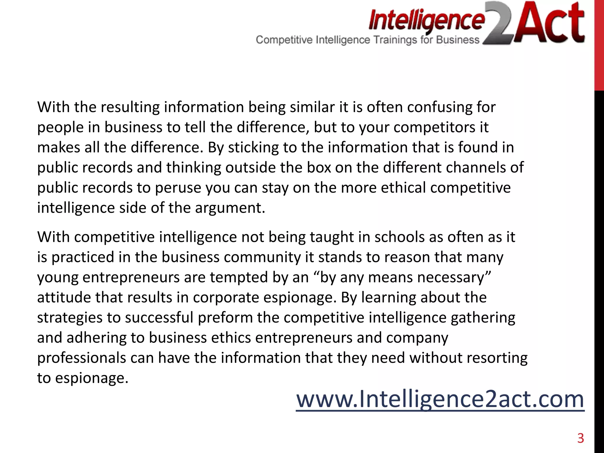 Corporate espionage versus competitive intelligence | PDF