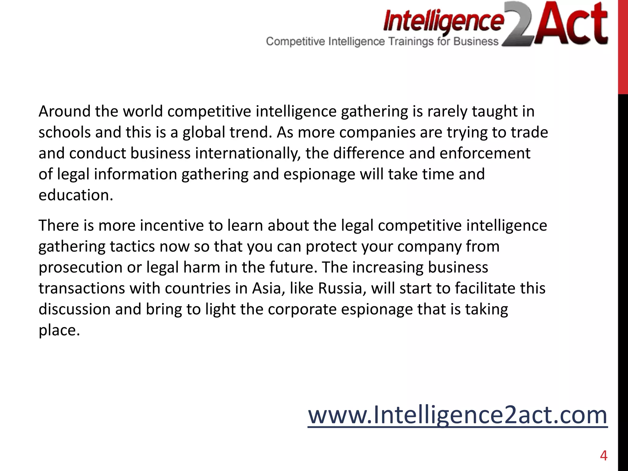 Corporate espionage versus competitive intelligence | PDF