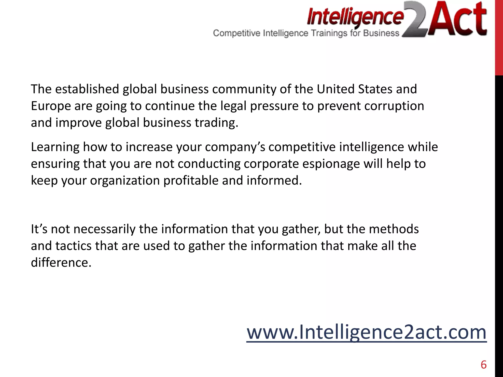 Corporate espionage versus competitive intelligence | PDF