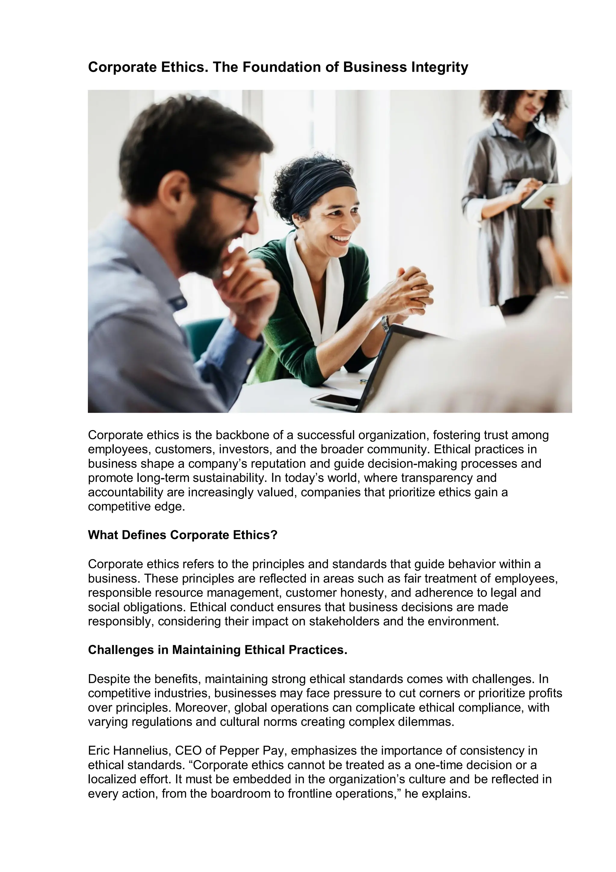 Corporate Ethics. The Foundation of Business Integrity.pdf