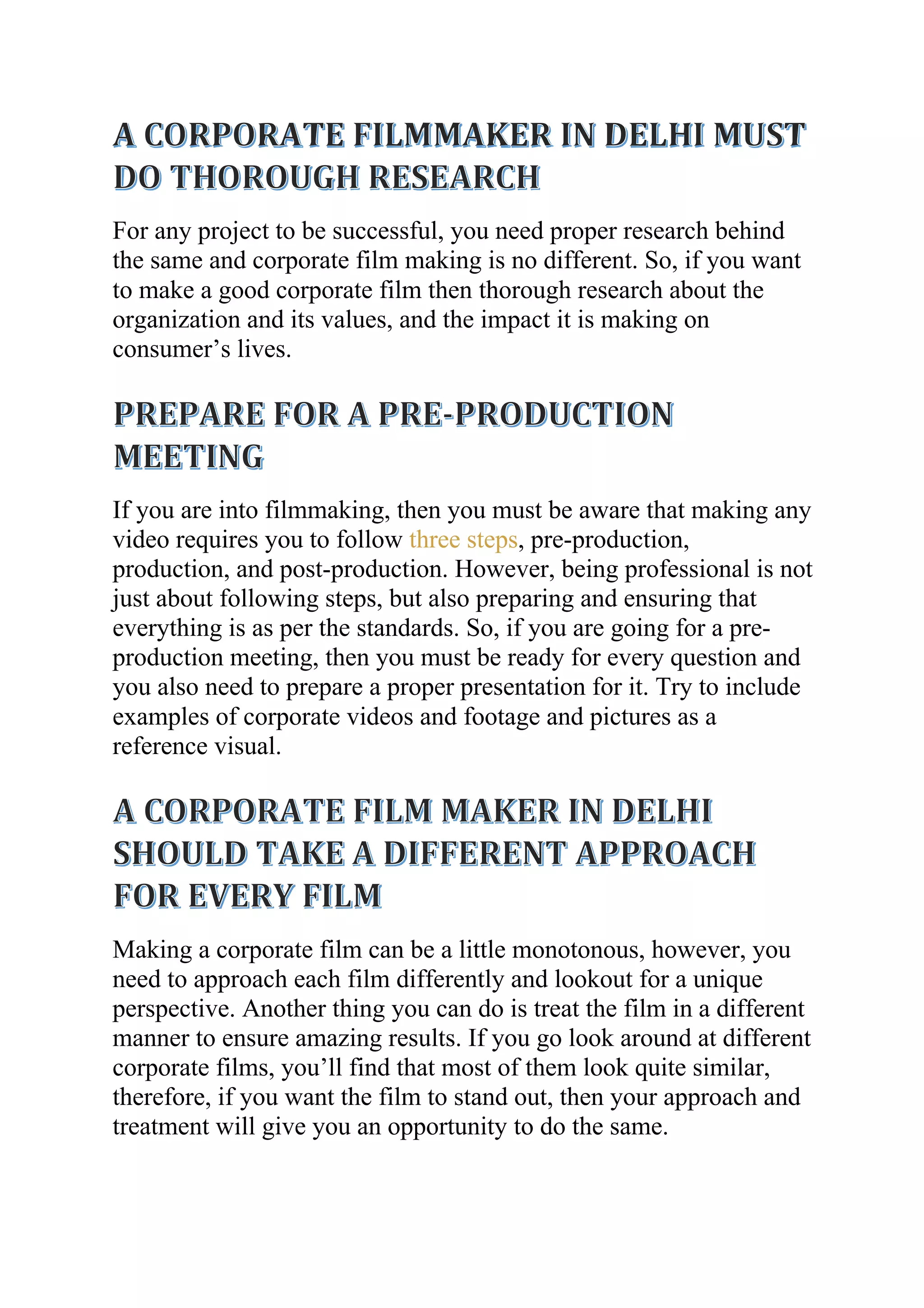 Corporate film makers in Delhi NCR | PDF | Video Production | Content ...