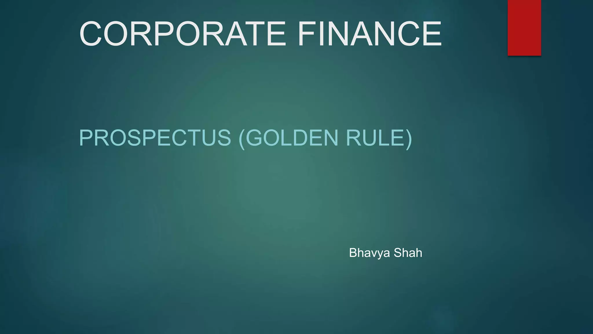 Corporate Finance - Prospectus | PPTX