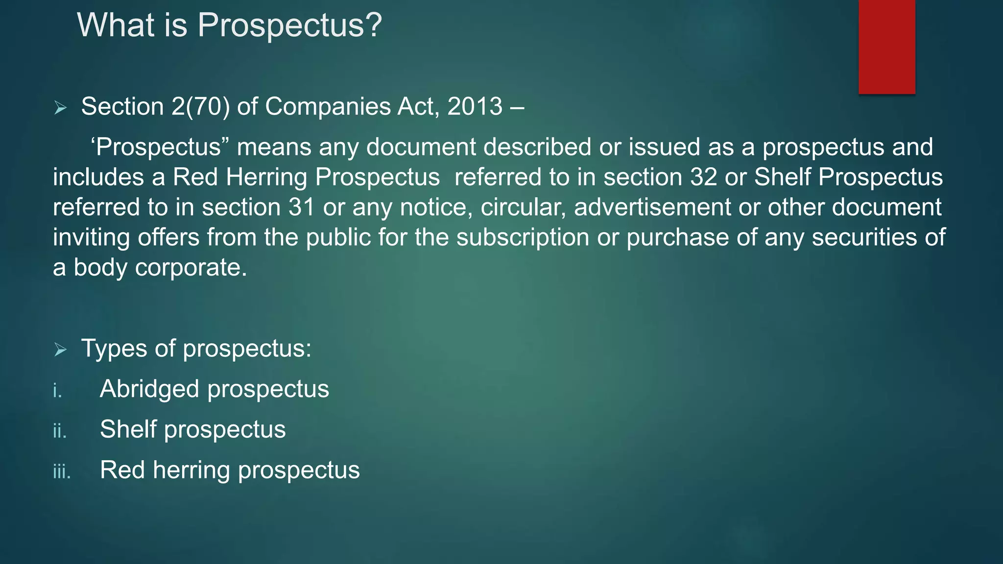 Corporate Finance - Prospectus | PPTX