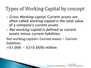 Working capital management part of corporate finance ppt | PPTX