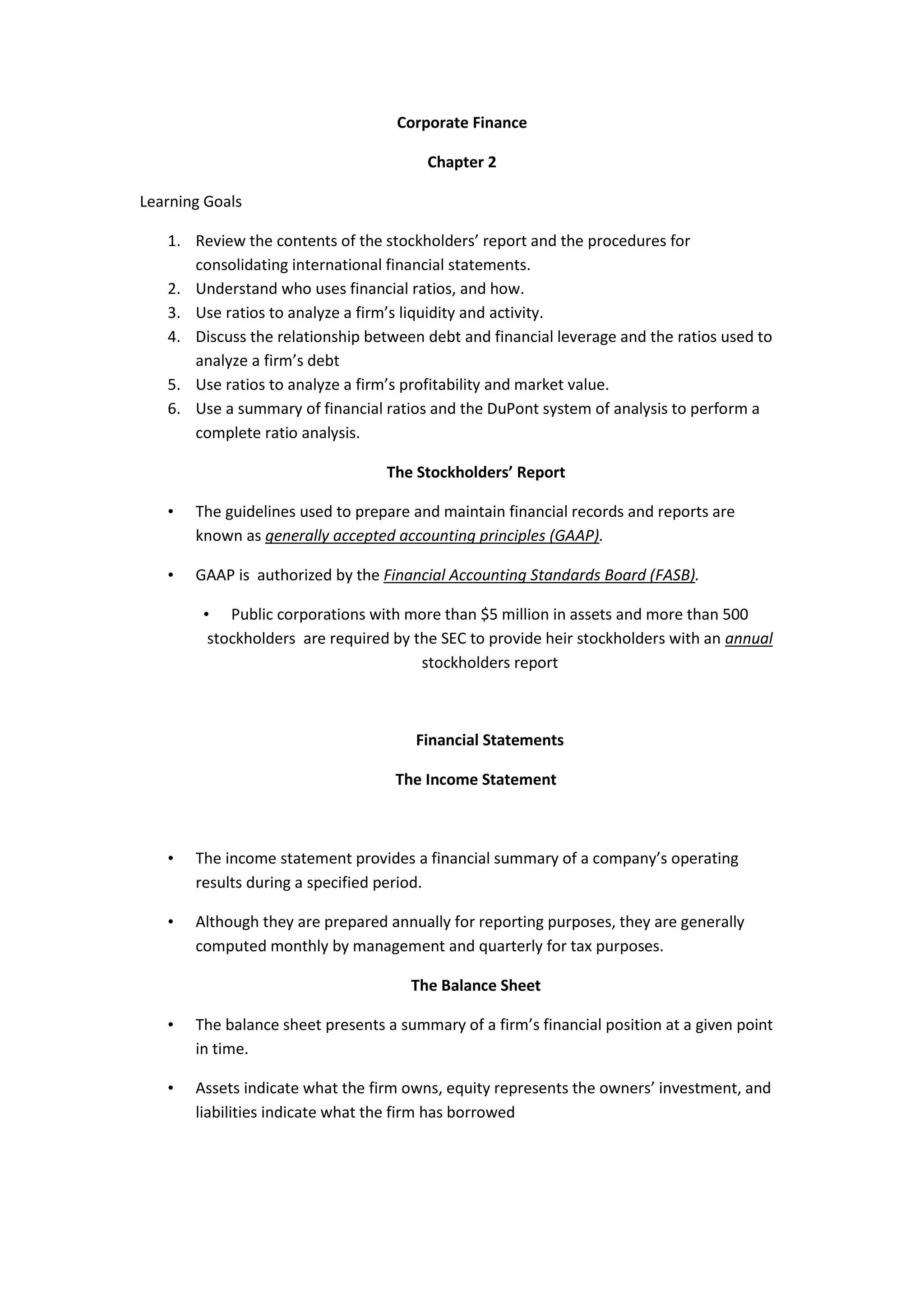 Corporate Finance Chapter 2 Docx