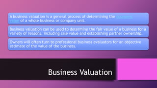 Corporate Finance - Business Valuations | PPTX