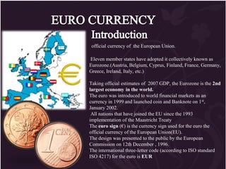 Euro Currency System | PPT