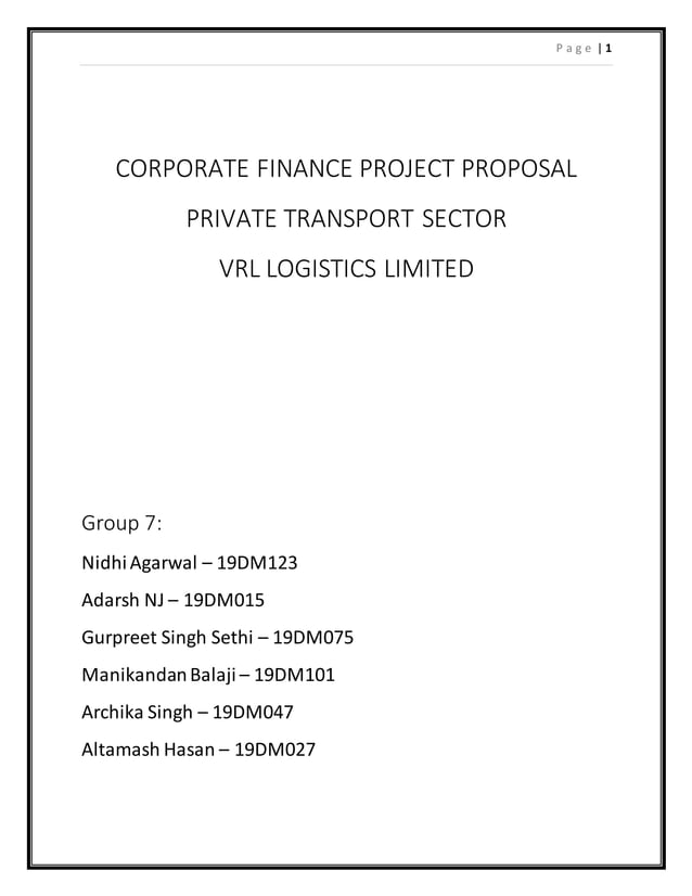 VRL Logistics Financial assessment | DOCX | Logistics and Transportation Industry | Industries
