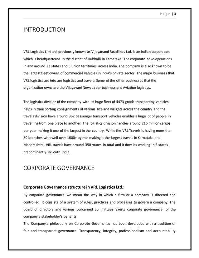 VRL Logistics Financial assessment | DOCX | Logistics and Transportation Industry | Industries