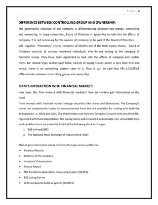 VRL Logistics Financial assessment | DOCX