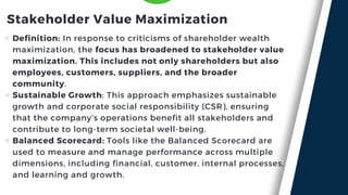 Evolution of the corporate financial objectives, Issues in shareholder wealth maximization and ...