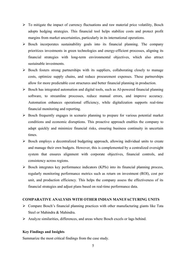 Corporate Financial Planning for Indian Manufacturing Units - BOSCH - CASE STUDY.docx