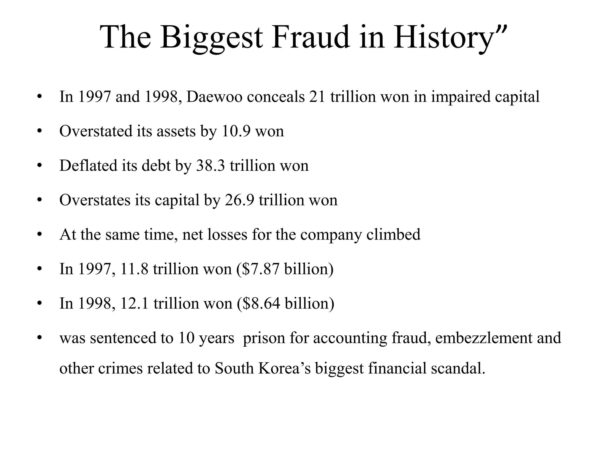 IMPROPER CORPORATE GOVERNANCE IN DAEWOO GROUP | PPTX