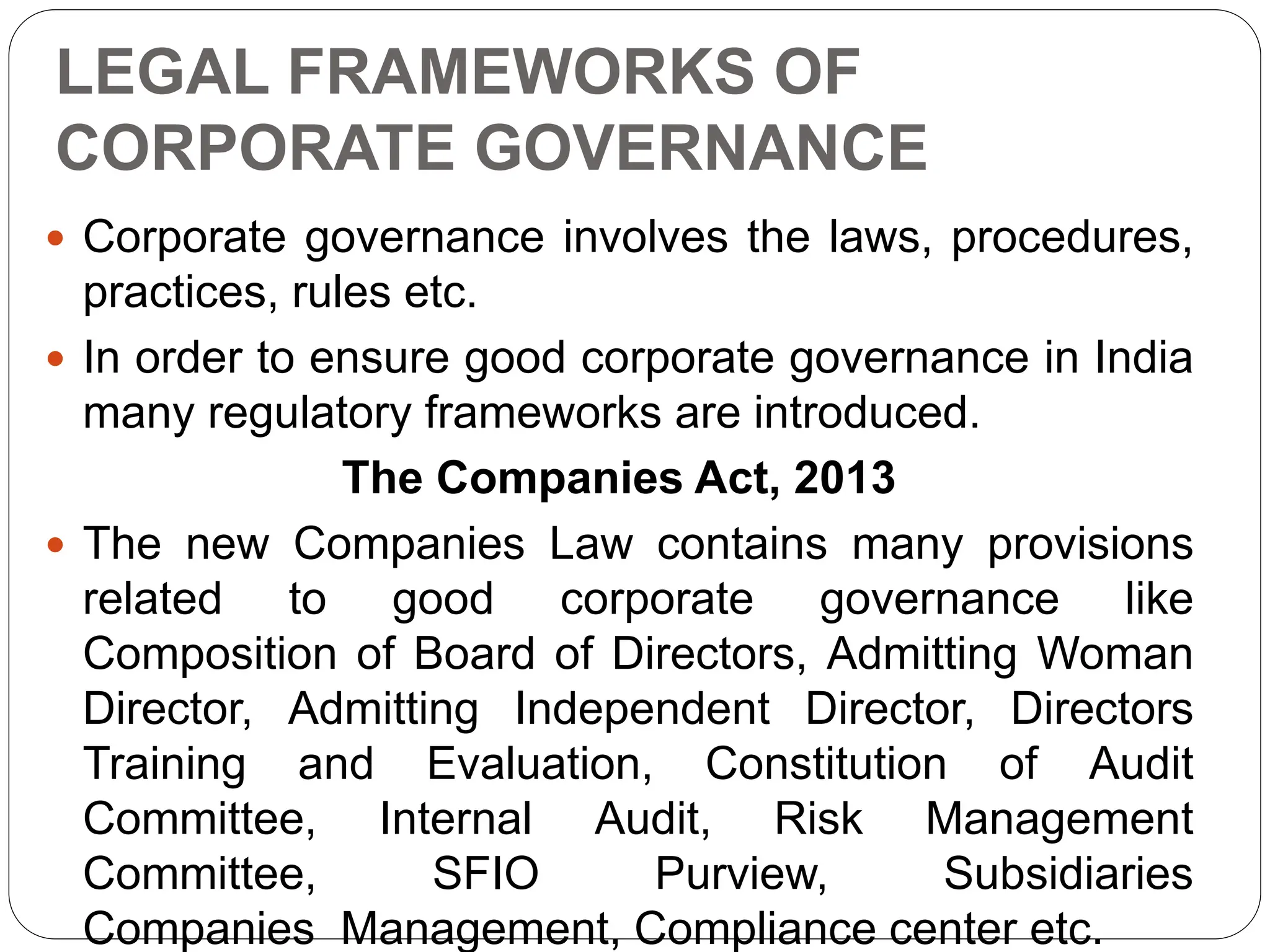 Corporate Governance : Scope and Legal Framework | PPTX