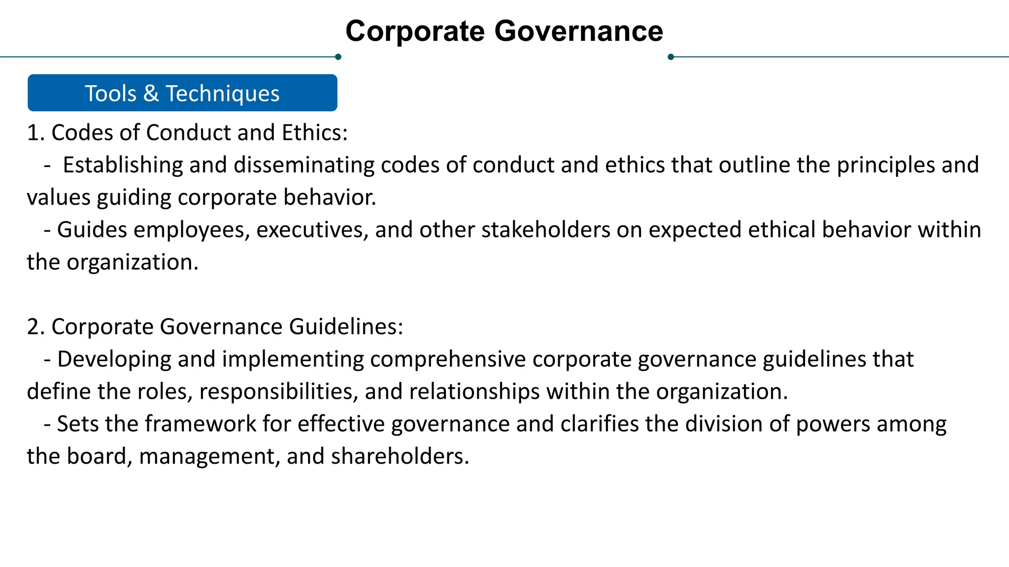 Corporate Governance (the history, pillars, Pros & Cons, Tools & Techniques) | PDF